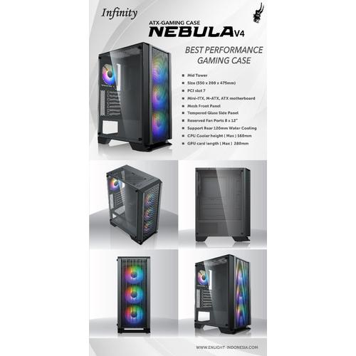 Jual INFINITY NEBULA V4 Tempered Glass - ATX, mATX Gaming Case ...