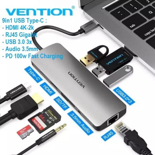 Jual Vention USB Type C 9in1 MultiPort Type C to HDMI VGA LAN USB HUB ...