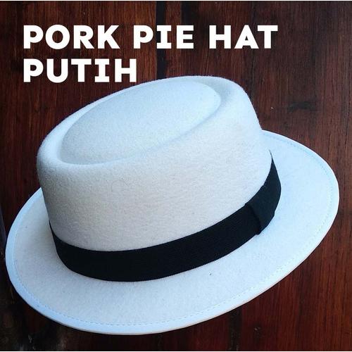 Jual topi pie hat topi bundar forkpie putih - Hitam - Kota Bandung ...