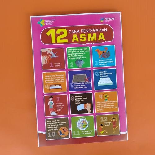 Jual Poster Kesehatan - 12 Cara Pencegahan ASMA - Poster asma - Kab ...