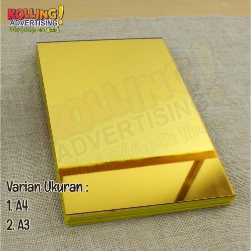 Jual Acrylic Gold Mirror / Akrilik Kaca Emas, bahan lembaran A4 / A3 ...