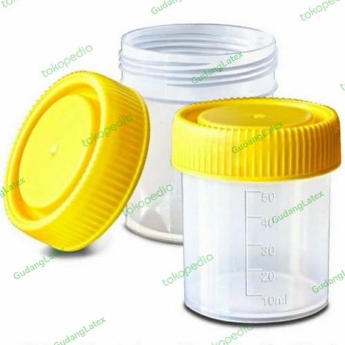 Jual pot urine pot dahak pot sample gp sterile container tutup kuning ...