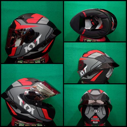 Jual KYT HELM FALCON FR RAID MATT BLACK RED FLUO+VISOR FLAT IRIDIUM ...