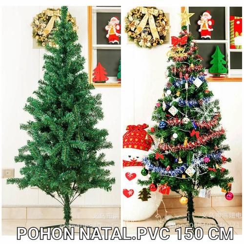 Jual Pohon Natal PVC 150cm Polos Tanpa Hiasan Kaki Besi Pohon Natal ...