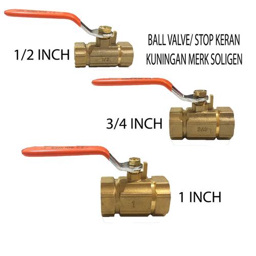 Jual Ball Valve Kuningan SOLIGEN Varian Ukuran 1/2" - 3/4" - 1" Stop ...