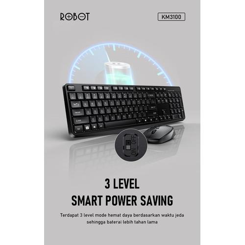 Jual Keyboard Mouse ROBOT KM3100 Wireless - Black - Kota Denpasar ...