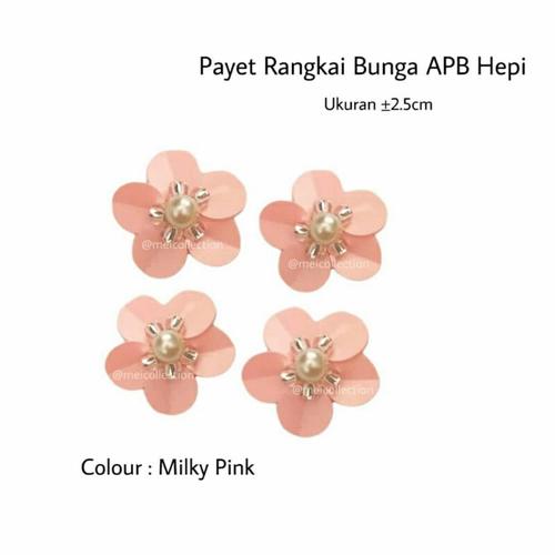 Jual payet bunga 3d rangkai APB Hepi milky pink 2cm 3cm permata mutiara ...