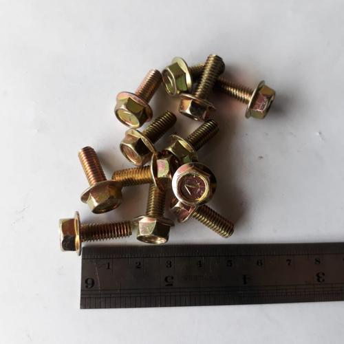 Jual FLANGE BOLT M6 X 16 BAUT TOPI M6X16 KUNING BAUT 10 KUNCI 10 FULL DRAT - Kab. Tangerang ...