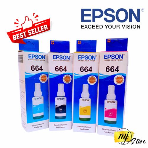 Jual Tinta Epson 664 T664 T6641 Original Color Warna Ori L360 Y M C B ...