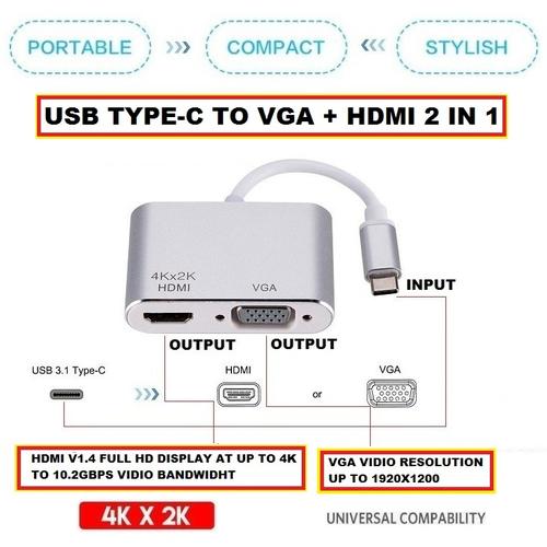 Jual Converter Usb Type C To VGA + HDMI 4Kx2K Usb Type-C To HDMI 4K 2K+ VGA - Jakarta Pusat ...
