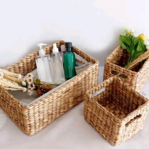 Promo keranjang serbaguna organiser box anyaman set 3pcs/ Organiser ...