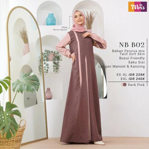 Jual Gamis Nibras Nb B02 Warna Dark Pink Tua Baju Muslimah Busui Casual ...