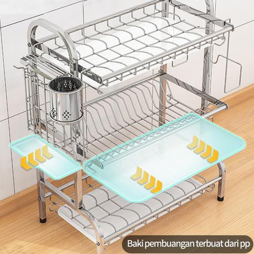 Jual Rak Peniris Piring Tempat Penyimpanan Mangkuk Serbaguna Stainless ...