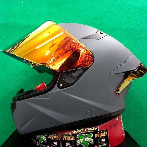 Jual HELM KYT TT COURSE PLAIN MATT GORILA GREY IRIDIUM RED GOLD SPOILER ...