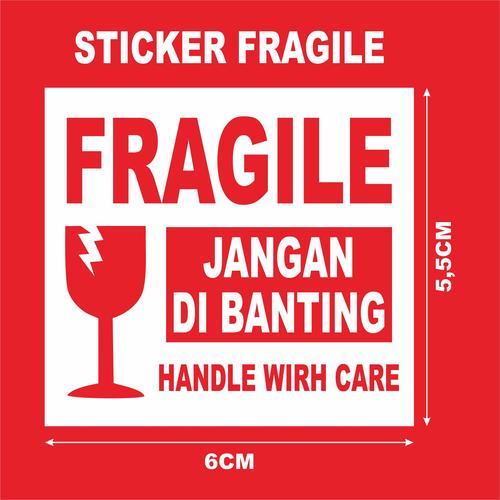 Jual Sticker FRAGILE Awas Barang Pecah Belah Handle With Care [PUTIH ...