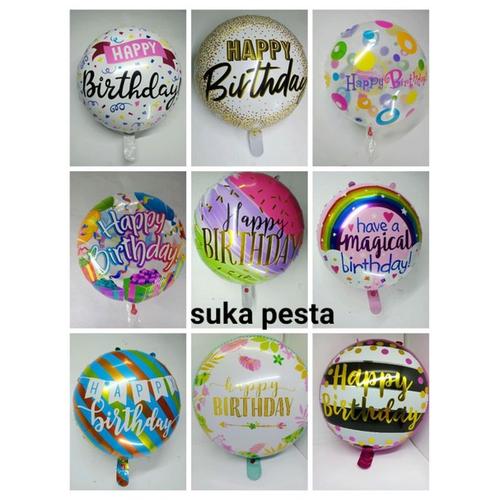 Jual BALON BULAT MOTIF HAPPY BIRTHDAY 40CM / BALON FOIL BULAT HBD PART ...