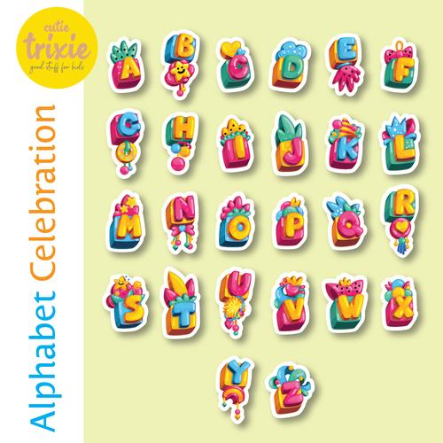 Jual Sticker Huruf Abjad lucu / celebration - STICKER ABJAD - Jakarta ...