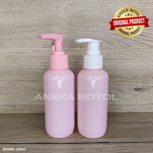 Jual BOTOL ROUND 120 ML PINK TUTUP PUMP WARNA / BOTOL PET MURAH LUXURY ...