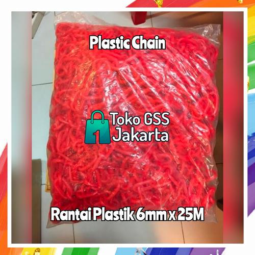 Jual Plastic Chain Rantai Plastik Pembatas Jalur 6mm x 25M - Yellow ...