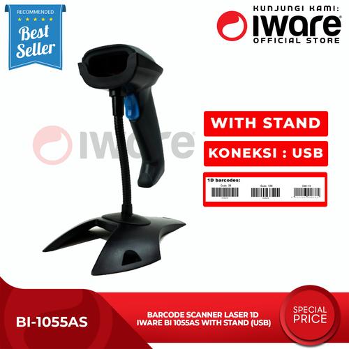 Jual BARCODE SCANNER LASER 1D IWARE BI 1055AS WITH STAND (USB ...