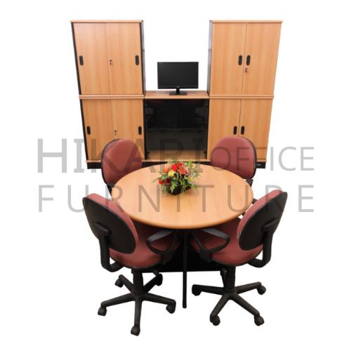 Jual Meja Meeting Bulat UNO Kantor Rapat Dealing Pameran Classic Beech ...