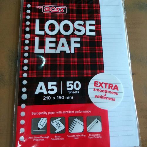 Jual Loose leaf isi binder a5 isi 50 lembar putih garis Big Boss - Kota ...