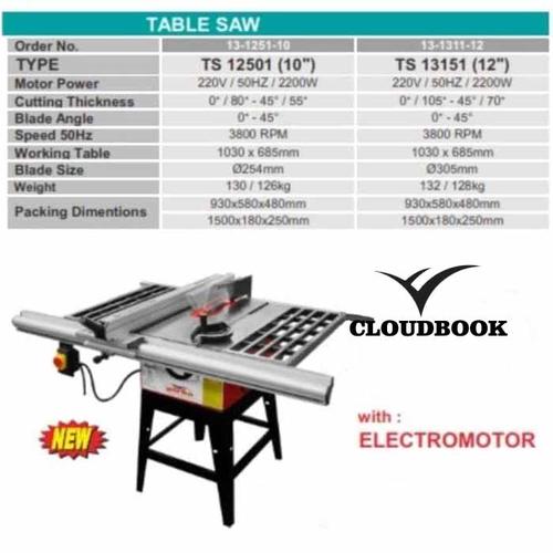 Jual Meja Potong Kayu 12-10Inchi Mesin Table Saw With Electromotor - 12 ...