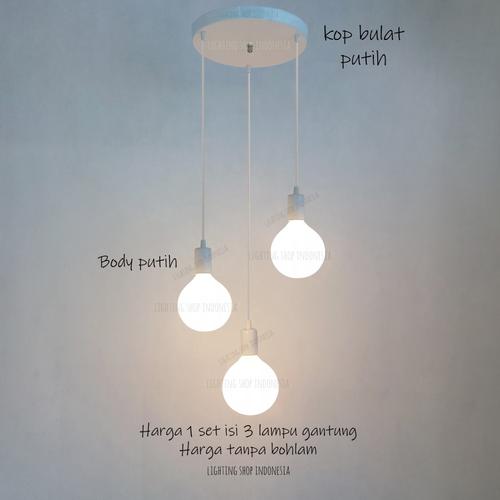 Jual lampu gantung minimalis fiting 3 lampu 3in1 void putih meja makan - Kop panjang - Jakarta ...