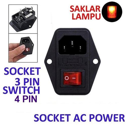 Jual Soket AC 3in1 + Saklar Lampu + Fuse Holder Power Outlet Socket ...