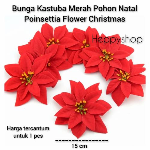 Jual Bunga Kastuba Poinsettia Pohon Natal Flower Christmas - tangkai ...