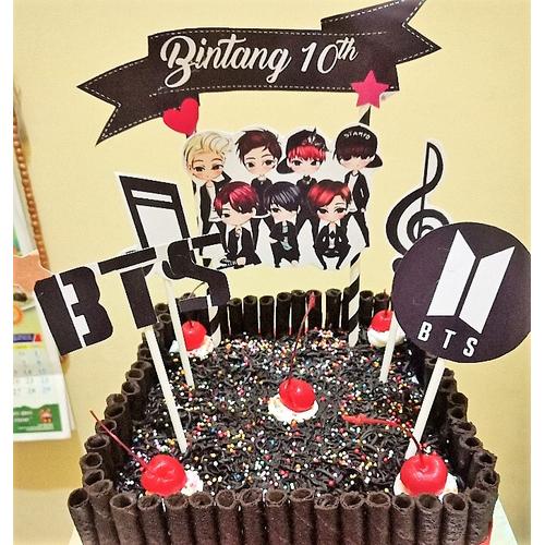 Jual Topper cake BTS EXO Blackpink Custom nama - BTS kartun - Kab ...