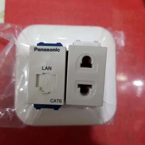 Jual Stop Kontak Outlet Data Socket LAN CAT6 + 2pin Power Socket ...