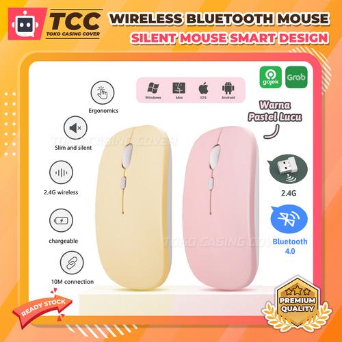 Jual Mouse Wireless Bluetooth Silent Click USB Aesthetic Minimalis ...