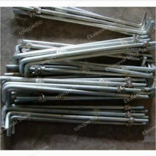Jual angkur L Anchor bolt | M12 x 25cm | galvanis ( 2mur + 2ring ...