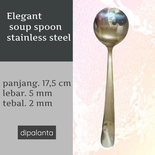 Jual sendok soup bulat tebal merk ELEGANT (ORIGINAL) stainless steel ...
