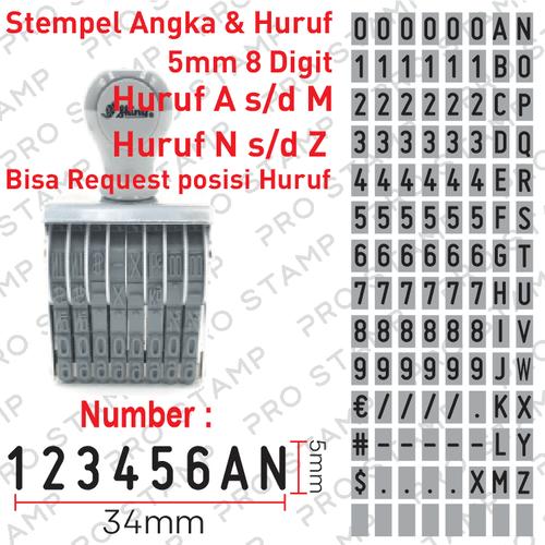 Jual Stempel Kombinasi Angka dan Huruf Ukuran 5mm - 5mm 8Digit - Kab ...
