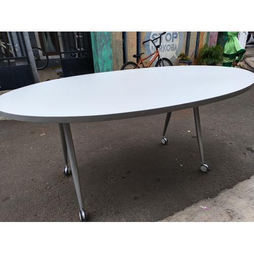 Jual Meja meeting / work station / meja oval kaki besi roda lock ...