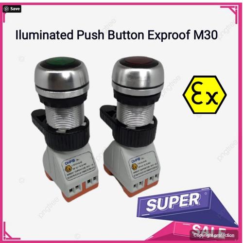 Jual ILUMINATED 24VDC PUSH BUTTON STAR STOP EXPLOSIONPROOF -M30 - Merah ...