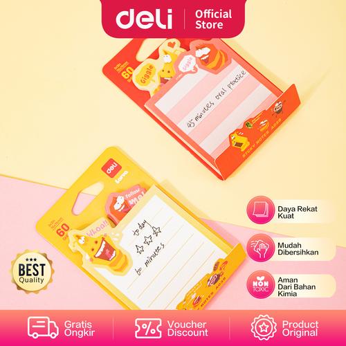 Promo Deli Larva Sticky Notes/ Memo Tempel 3"x3" 60Lmbr 2C Motif Lucu ...