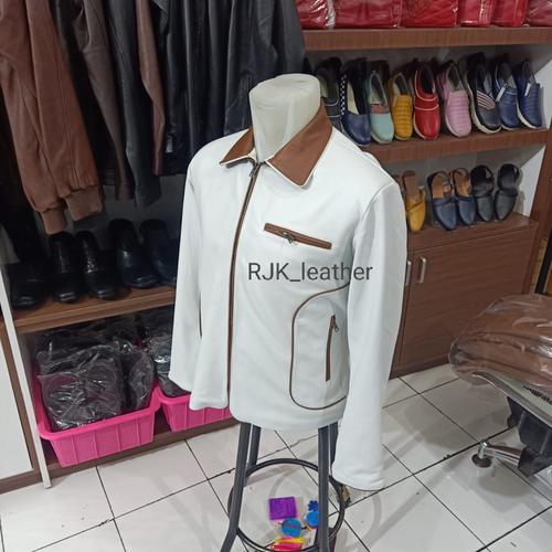 Jual JAKET KULIT PRIA MODEL SEMI JAS WARNA PUTIH ASLI KULIT DOMBA ...