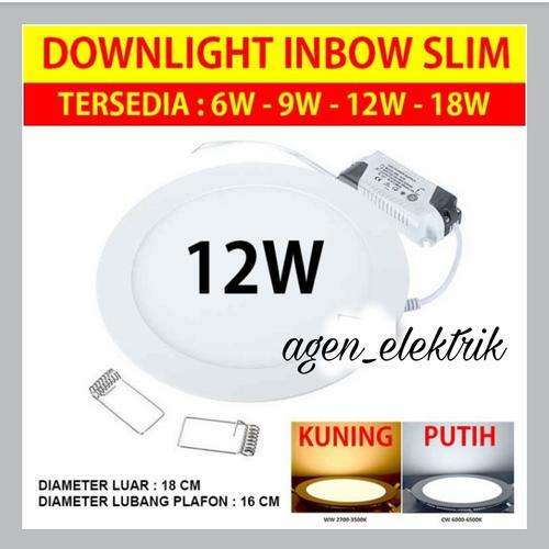 Jual Lampu Downlight LED Panel 12W Putih 12 W Watt 12Watt Tipis Bulat ...