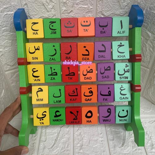 Jual Mainan Kayu Anak Wooden block Aneka Sempoa HURUF ABJAD ANGKA ...