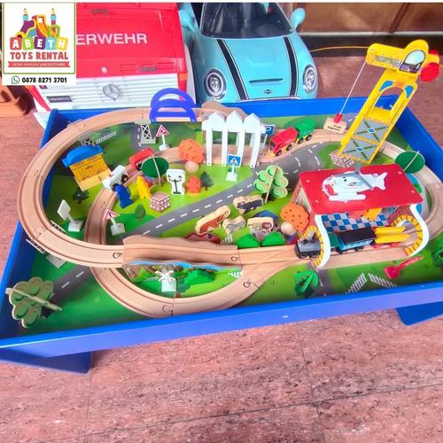 Jual Wooden Train and Car Table Track Set / ELC Track Car - Jakarta ...