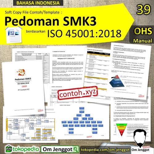Jual Contoh/Template: Pedoman SMK3 (OHS Manual), ISO 45001:2018, Bahasa ...