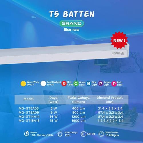 Jual Lampu Led T5 full color 30cm/60cm/90cm/120cm - Putih, 30cm ...