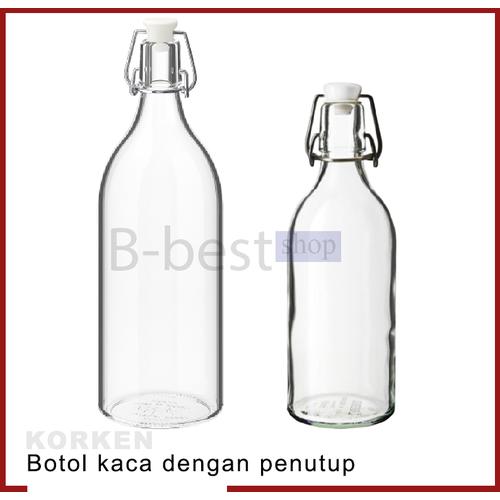 Jual Botol kaca bening dengan penutup / BOTOL BELING 1 liter & 0,5 ...