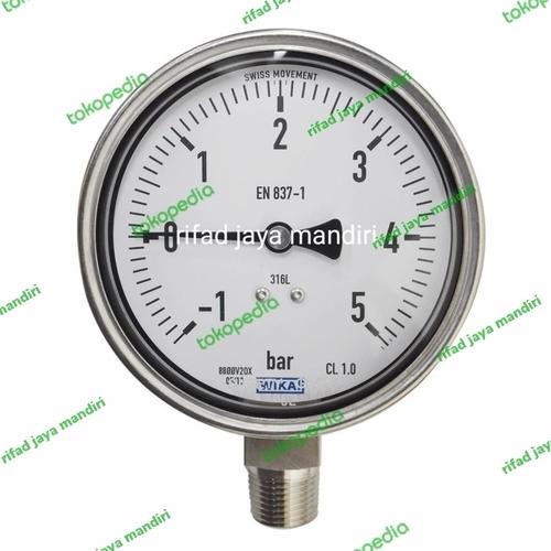 Jual Wika pressure gauge 1-5 bar / manometer wika 5 bar full stainless ...