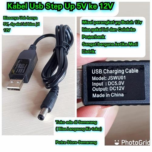 Jual Kabel Step Up 5V ke 12V Usb Converter Arus 5v to 12V Usb 5V ke 12V ...