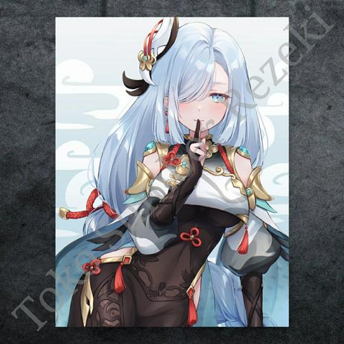 Jual Poster Figure Art Genshin Impact Shenhe Canvas Paper Lukisan ...