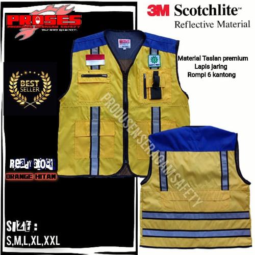 Jual ROMPI SAFETY VEST HSE BIRU KUNING-ROMPI SAFETY TASLAN 3M SCOTLITE ...